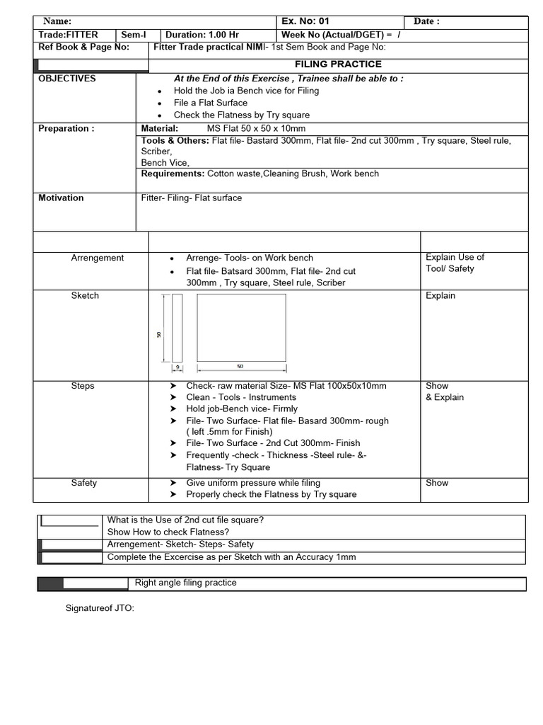 DEMO PLAN Fitter 1st Sem | PDF | Forge | Metalworking