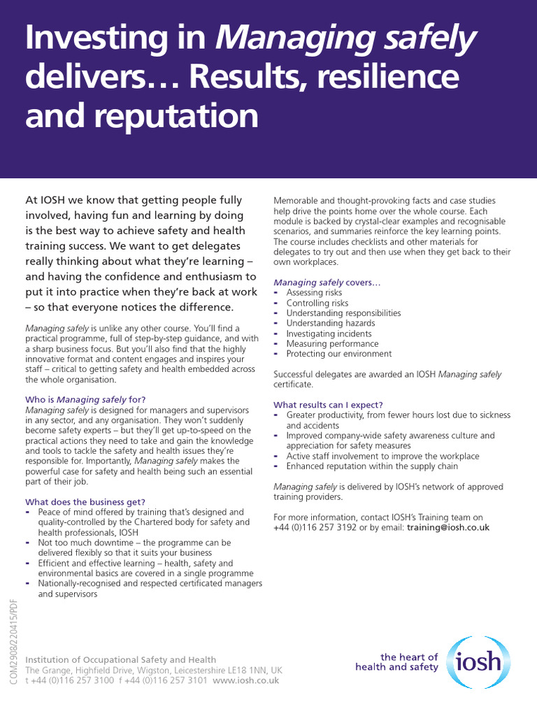IOSH Fact Sheet | PDF | Risk | Safety