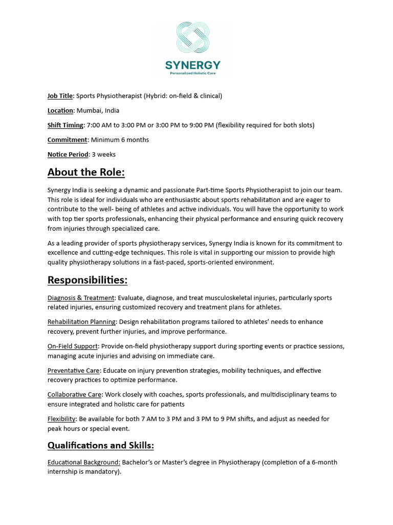 Sports Physio at Synergy | PDF | Physical Therapy | Health Care
