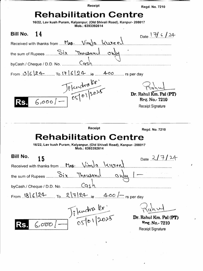 Physiotherapy Bills-1-2 | PDF