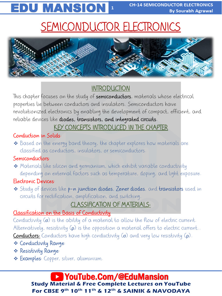 CH 14 Semiconductor Electronics Class 12th CBSE Physics | PDF | P–N Junction | Semiconductors