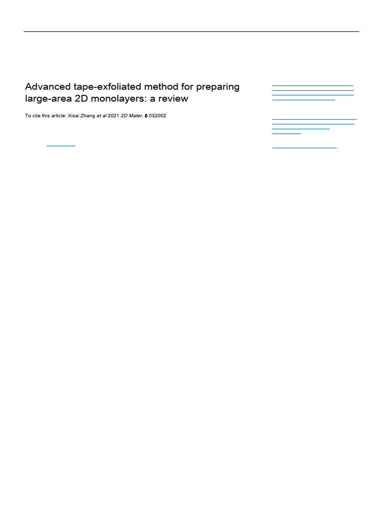 Advanced Tape Exfoliation for 2D Monolayers | PDF | Graphene | Materials