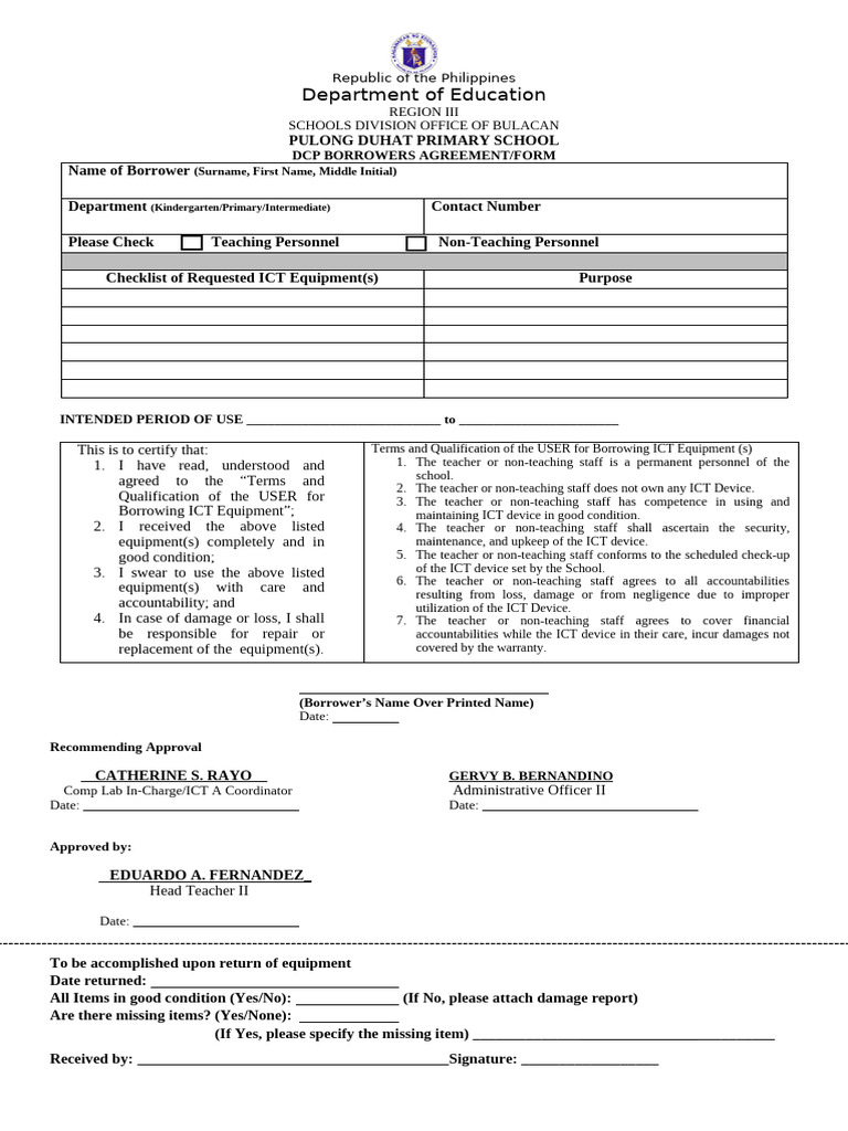 DCP Borrowers Agreement Form 2021 Present | PDF
