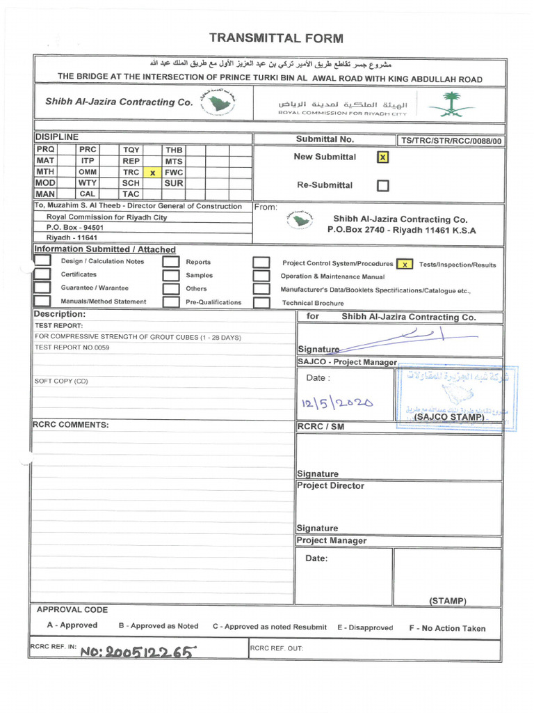Compressive Strength of Grout Cubes # 059-063 | PDF