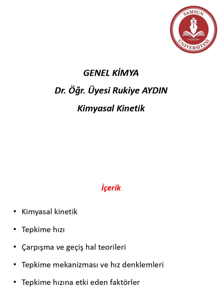 Kimyasal Kinetik | PDF