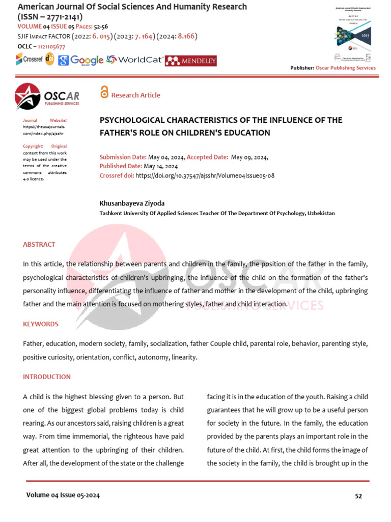 Influence of Father Role | PDF | Father | Child Development