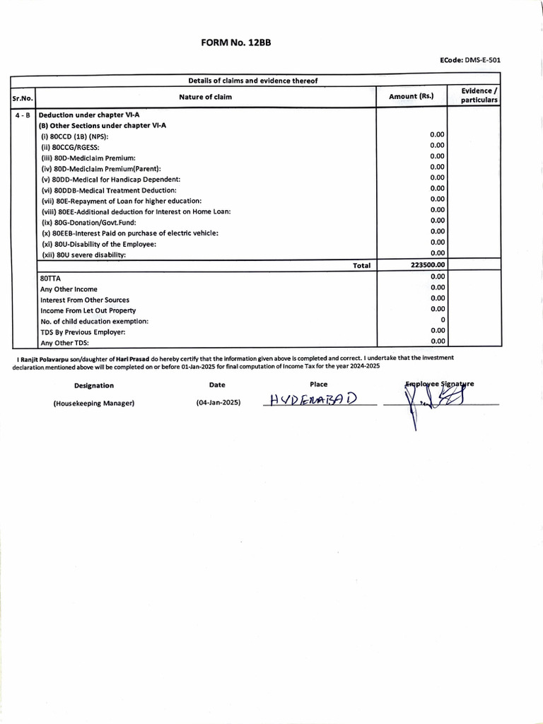 Income Tax Claim Details Form 1288 | PDF | Payments | Government Finances