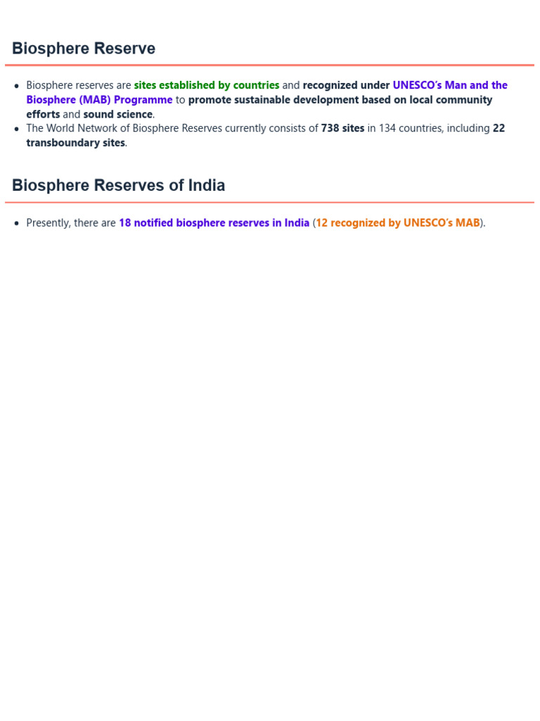 Overview of India's Biosphere Reserves | PDF