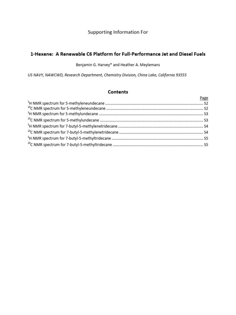 1-Hexene A Renewable C6 Platform For Full Performance Jet and Diesel ...
