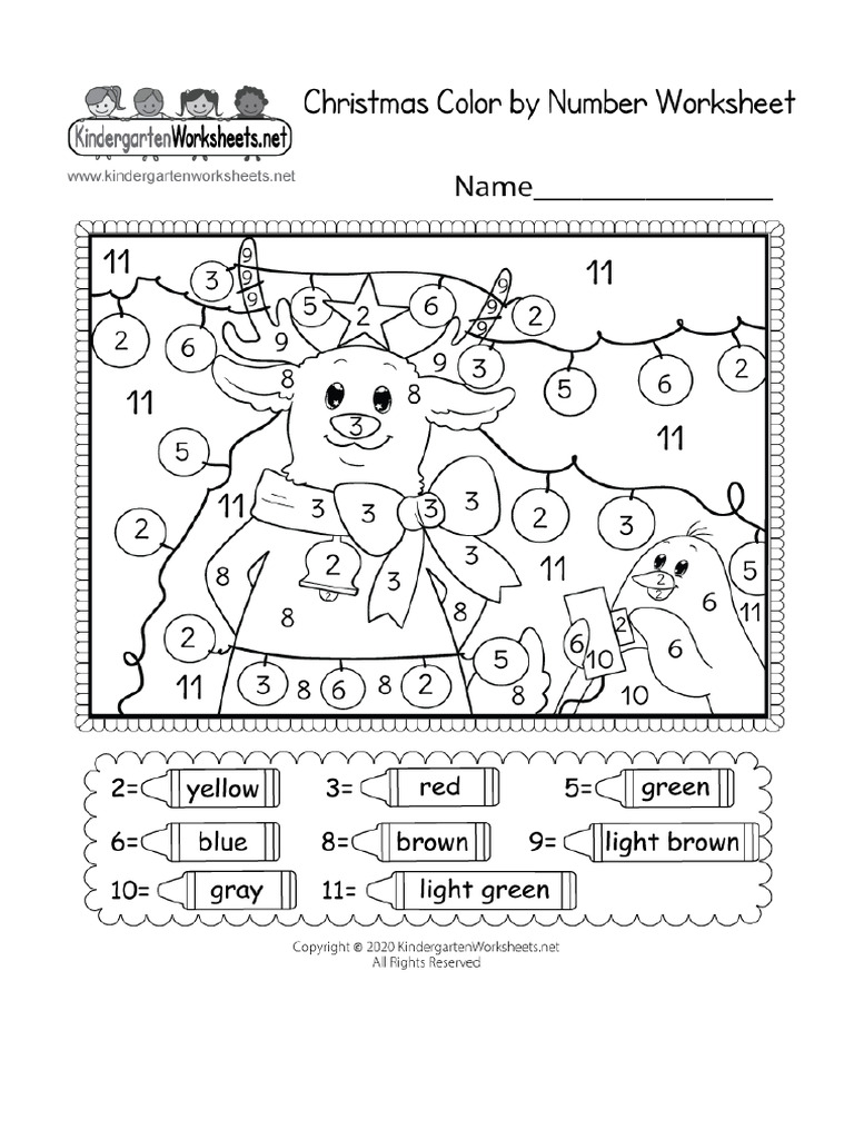 Free Printable Christmas Color by Number Worksheet | PDF
