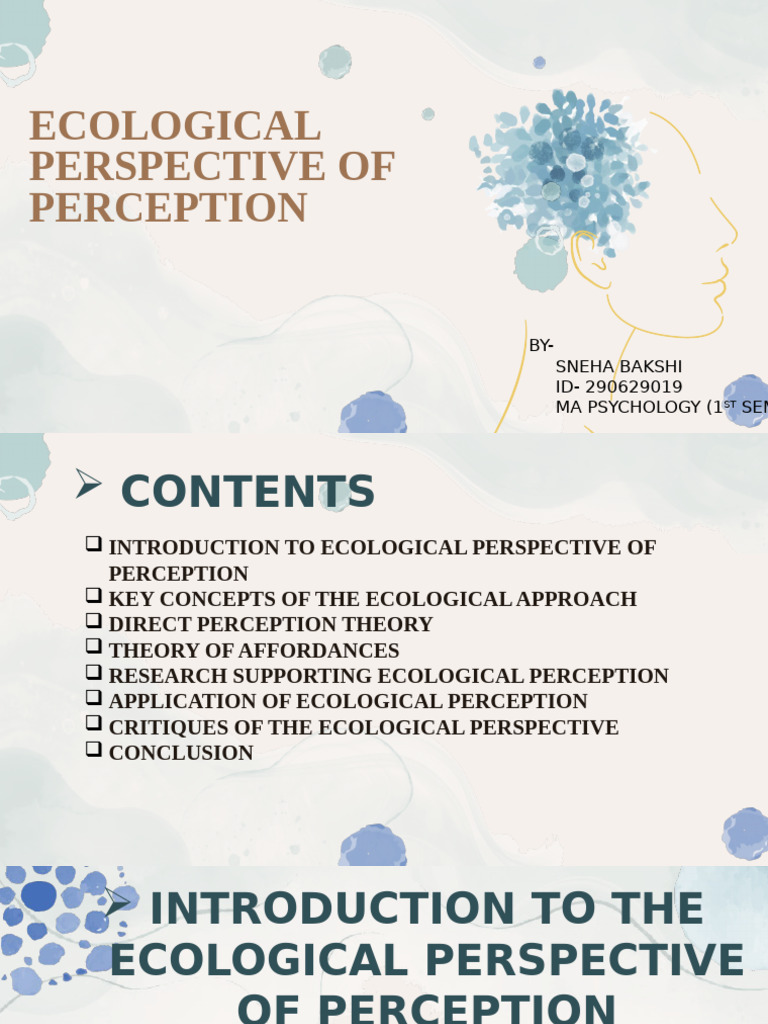 Ecological Perception Theory | PDF | Perception | Ecology