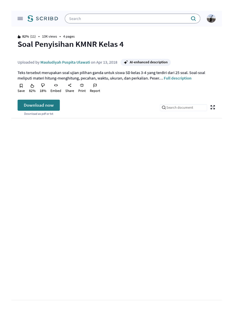 Soal Penyisihan KMNR Kelas 4 - PDF | PDF
