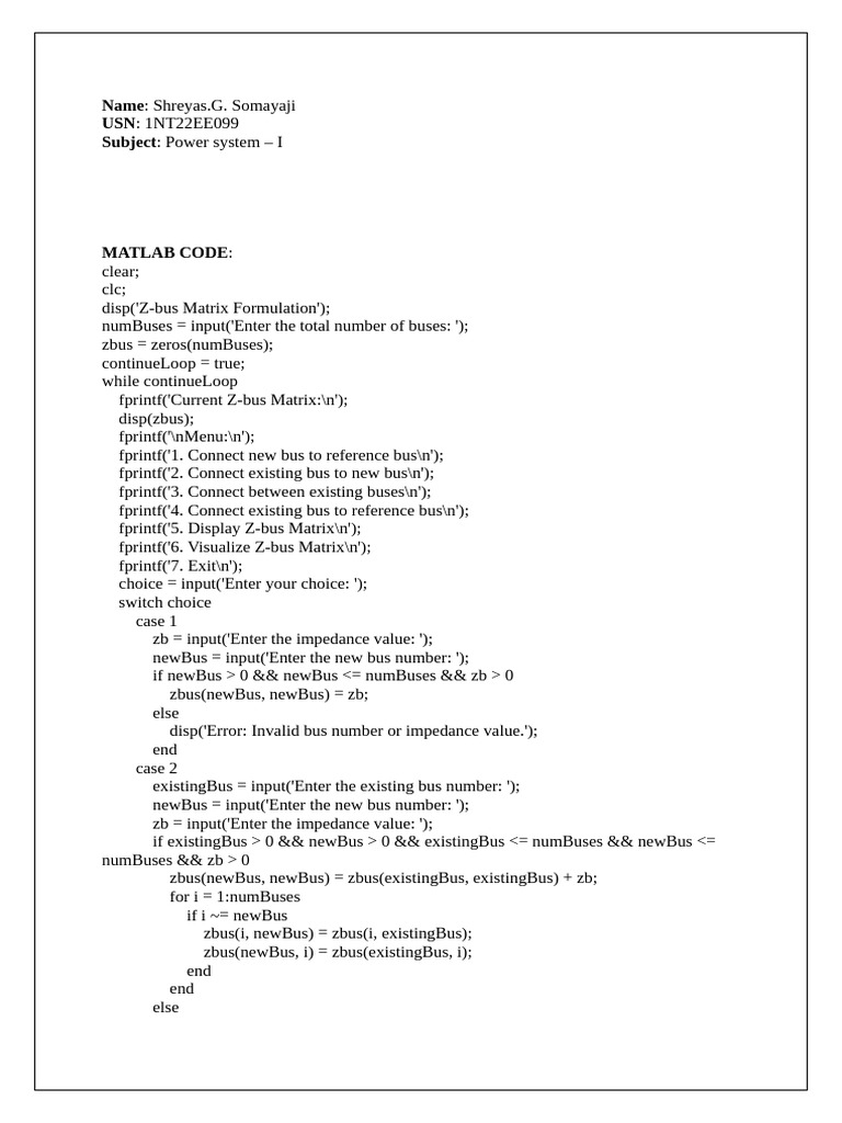 Shreyas_1NT22EE099_POWERSYSTEM | PDF | Theoretical Computer Science | Applied Mathematics