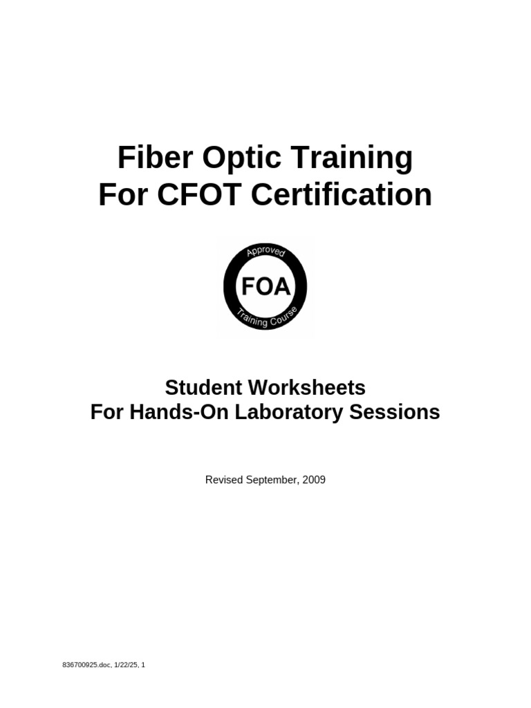 StudentWorksheets | PDF | Optical Fiber | Decibel