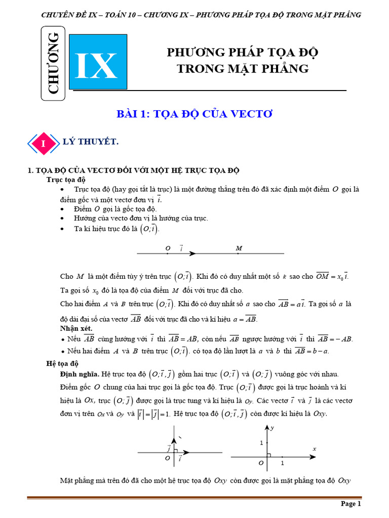 Chuyen de Phuong Phap Toa Do Trong Mat Phang Toan 10 Chan Troi Sang Tao | PDF