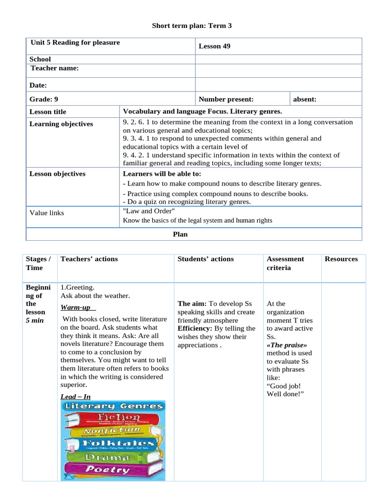 LP Eng Plus 9 MSA Term 3 | PDF | Vocabulary | Learning