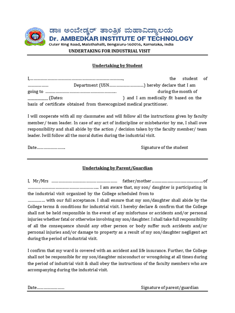 Format for Industrial Visit Repaired | PDF