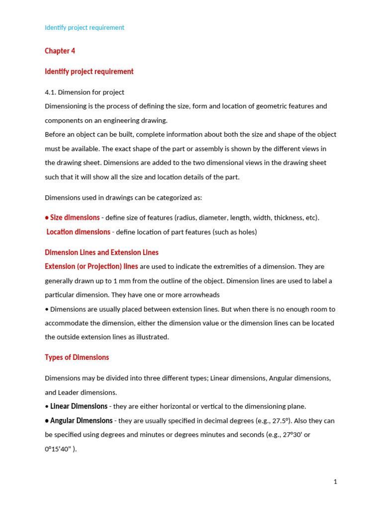Chapter 4-Working drwng | PDF | Specification (Technical Standard) | Dimension