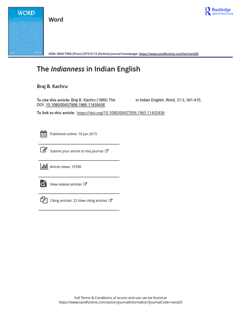 Indianness in Indian English Linguistics | PDF | English Language ...