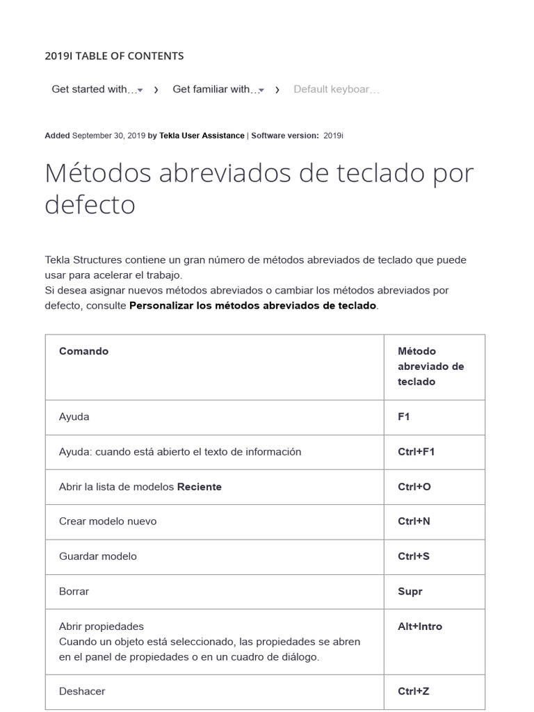 Tekla Comandos Teclado | PDF | Bases de datos | La interacción persona-ordenador