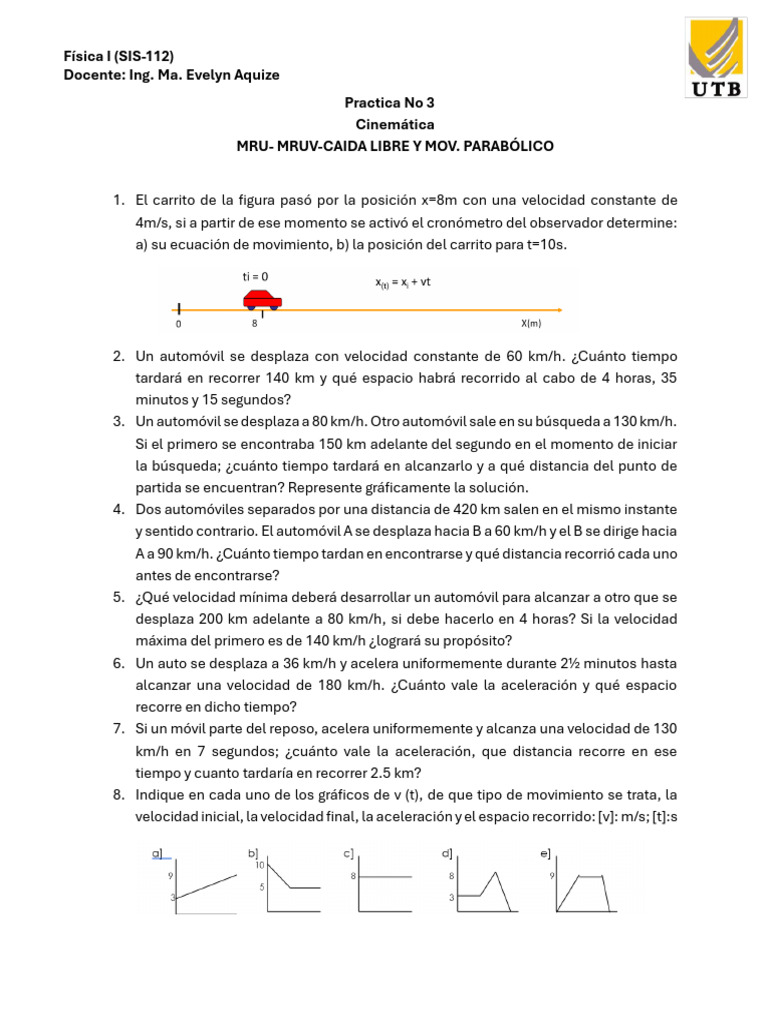Practica 3 - Cinematica | PDF | Cinemática | Velocidad