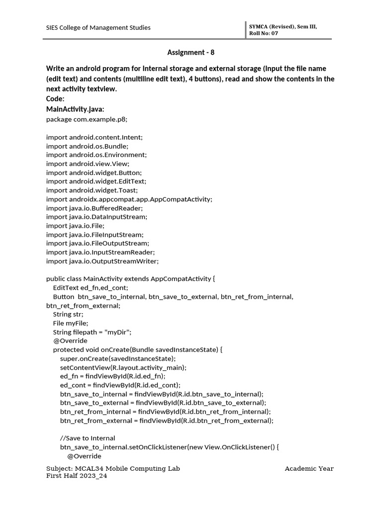Assignment 8 MC 007 | PDF | Android (Operating System) | Computer Architecture