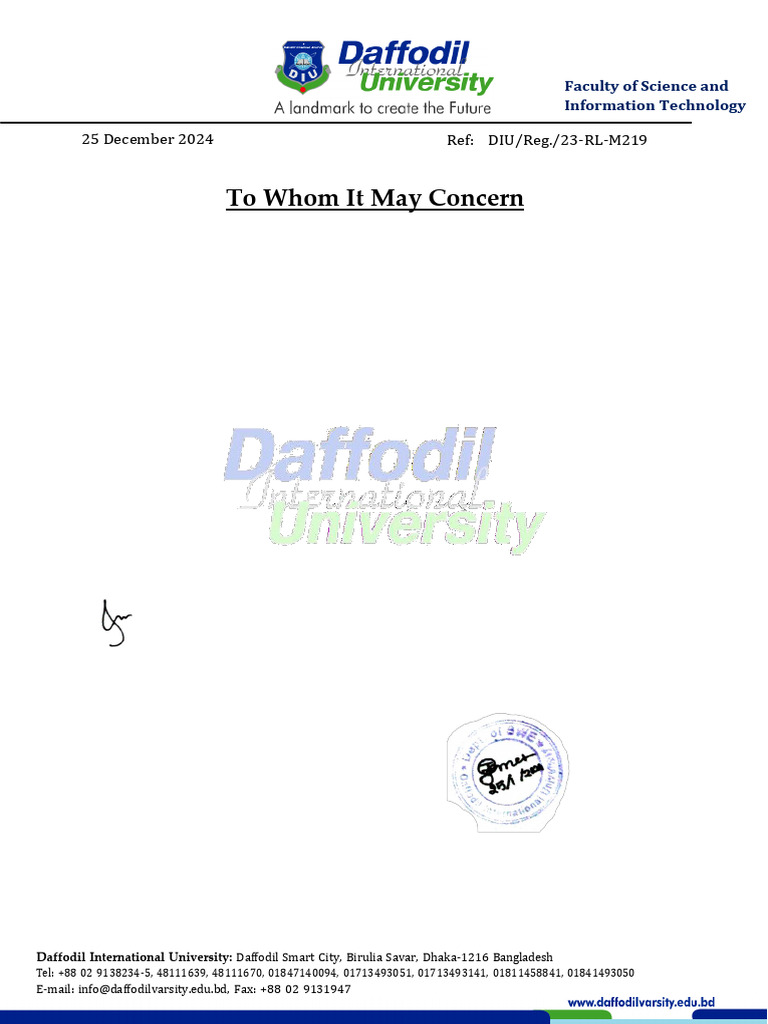 DIU Student Leave Approval Certificate | PDF