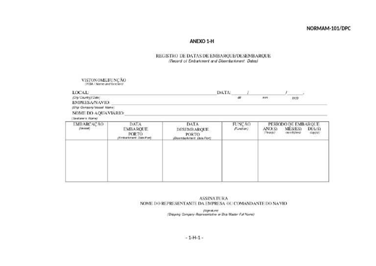 ANEXO 1 H Da NORMAM 101 DPC | PDF