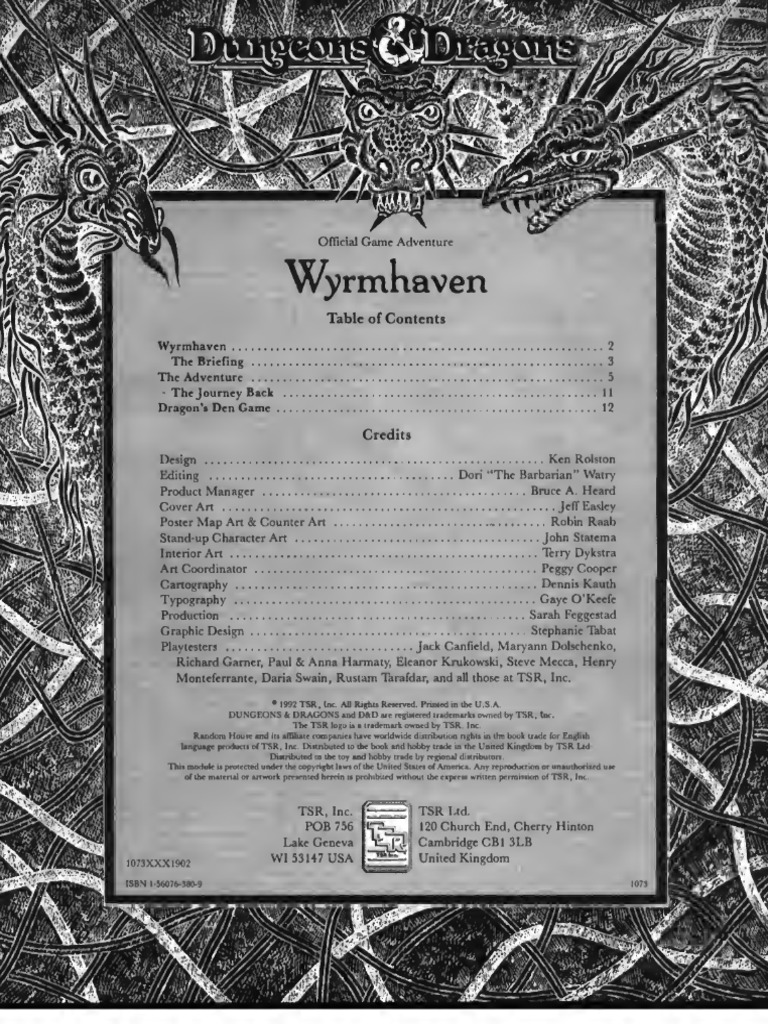 Wyrmhaven: Dragon Adventure Module | PDF | Tsr, Inc.