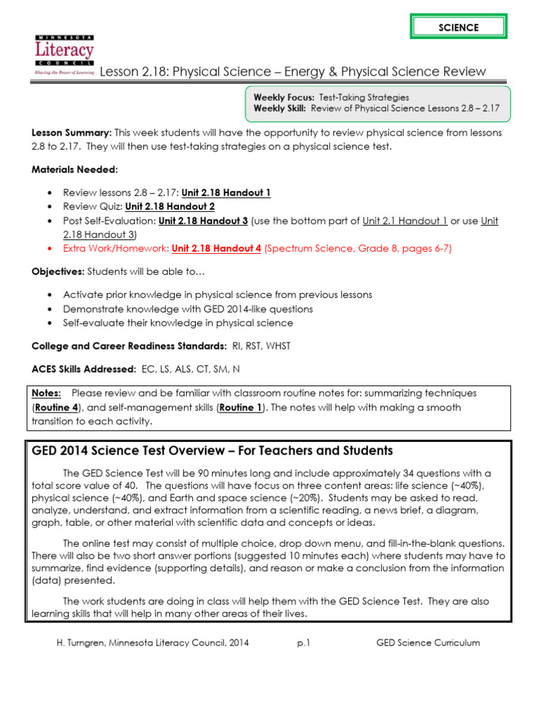 Unit2.18 Energy and End of Unit Review | PDF | Force | Light