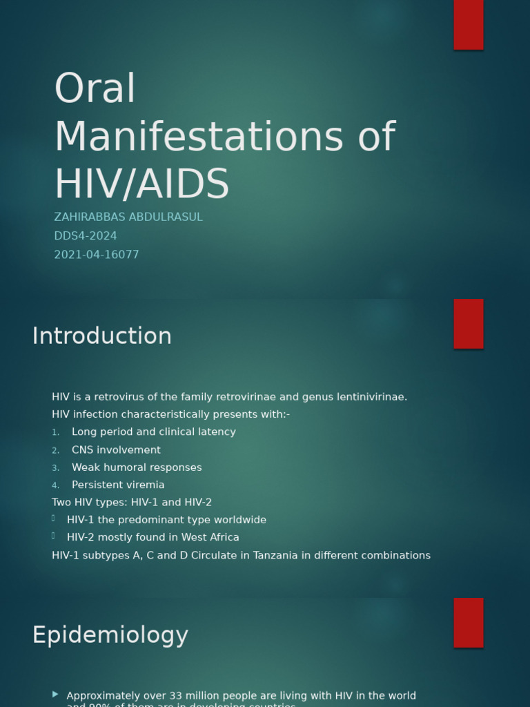 Oral Manifestations of HIV - Oral Surgery | PDF | Hiv | Hiv/Aids