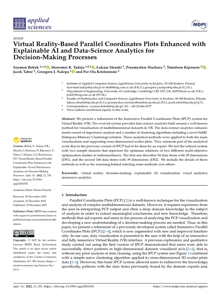 applsci-12-00331-v2 | PDF | Cluster Analysis | Principal Component Analysis