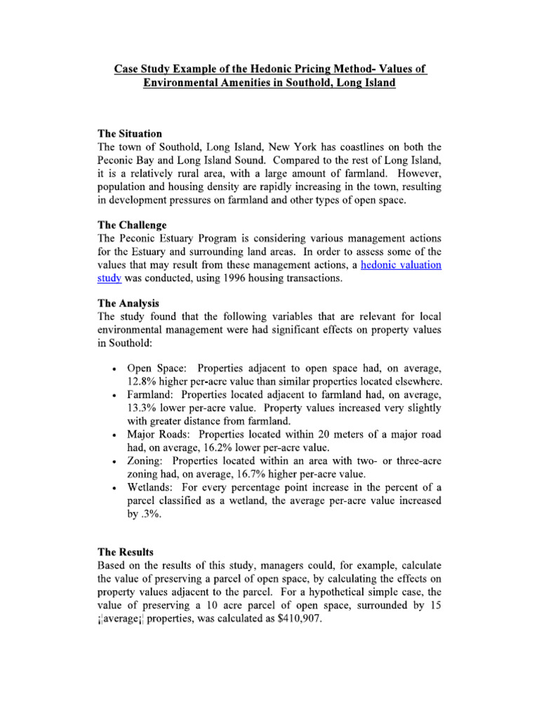 Case Study - Hedonic Pricing Method | PDF