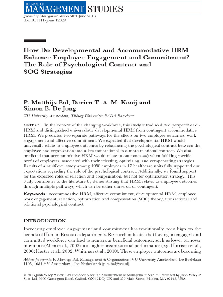 Engagement and Commitment | PDF | Human Resource Management | Employment