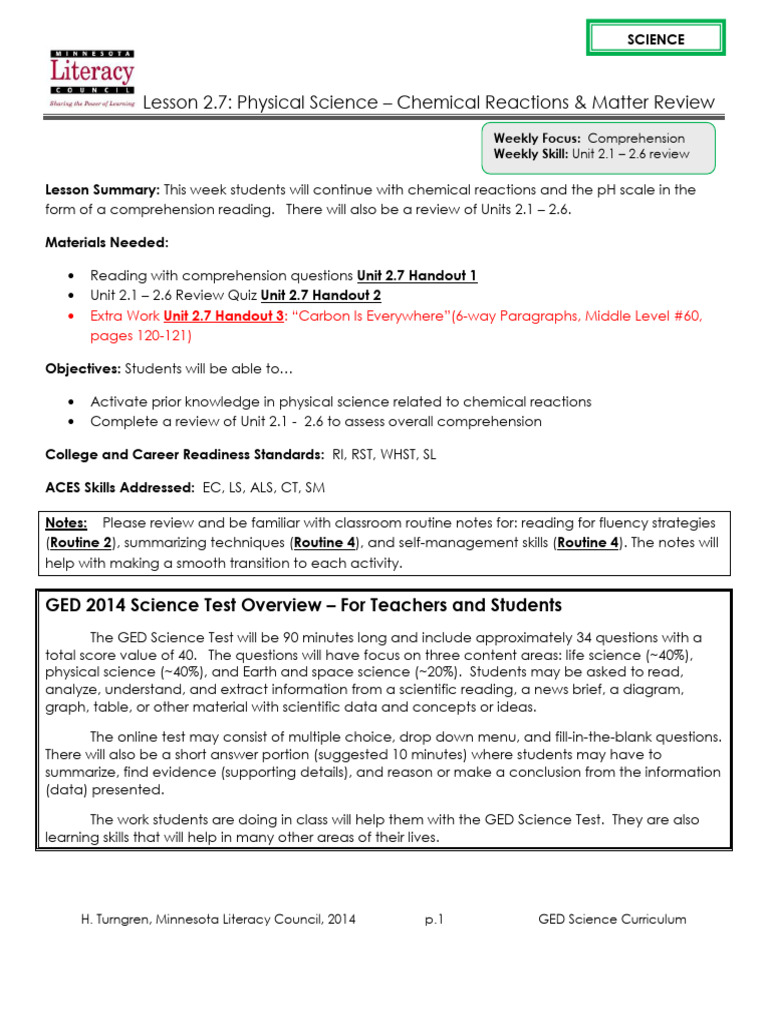 Unit2.7 Chemical Reactions Matter Review | PDF | Chemical Compounds | Atoms