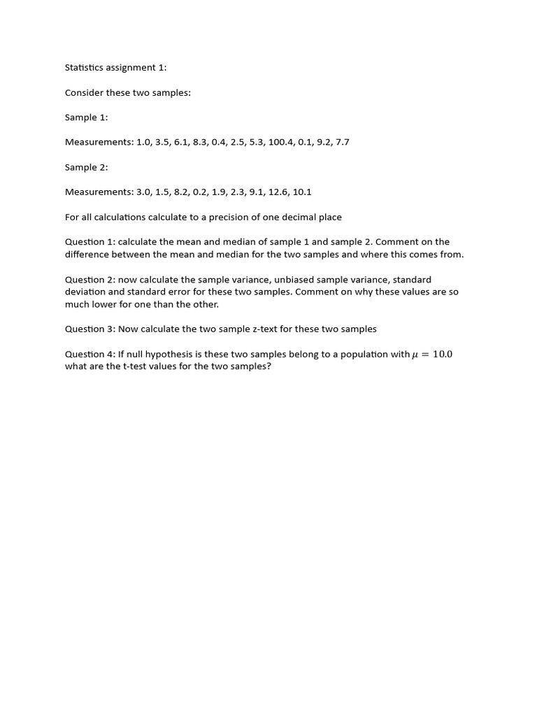 Statistics Assignment Analysis | PDF