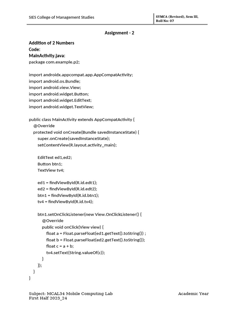 Assignment 2 MC 007 | PDF