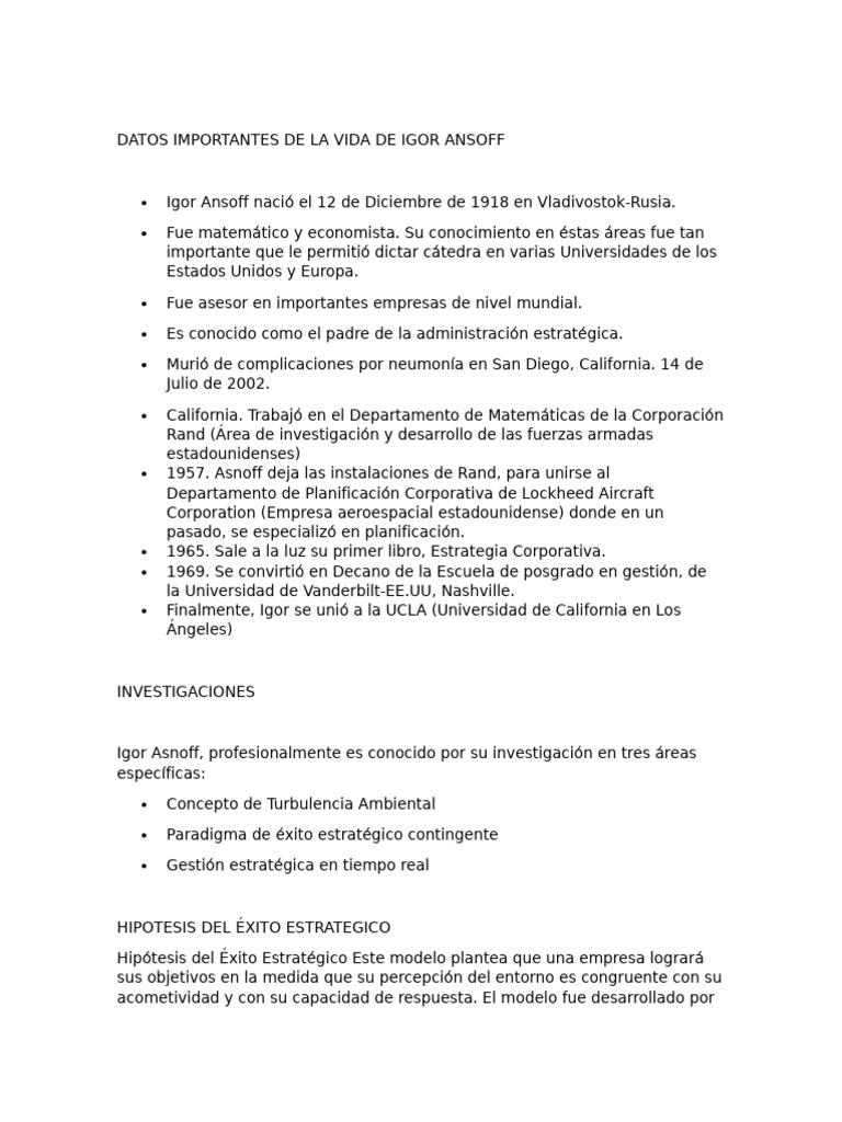 IGOR ANSOFF | PDF | Economias | Business