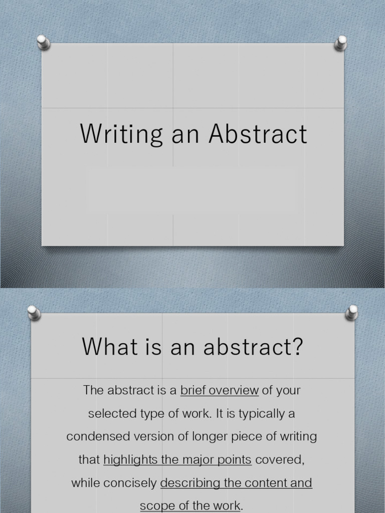 Abstract Writing Workshop | PDF | Experiment | Cognition