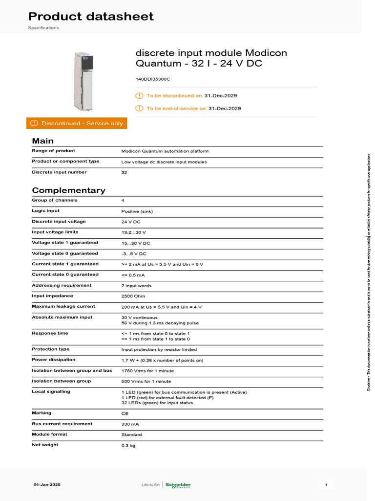 Schneider Electric - Modicon-Quantum - 140DDI35300C | PDF | Programmable Logic Controller ...