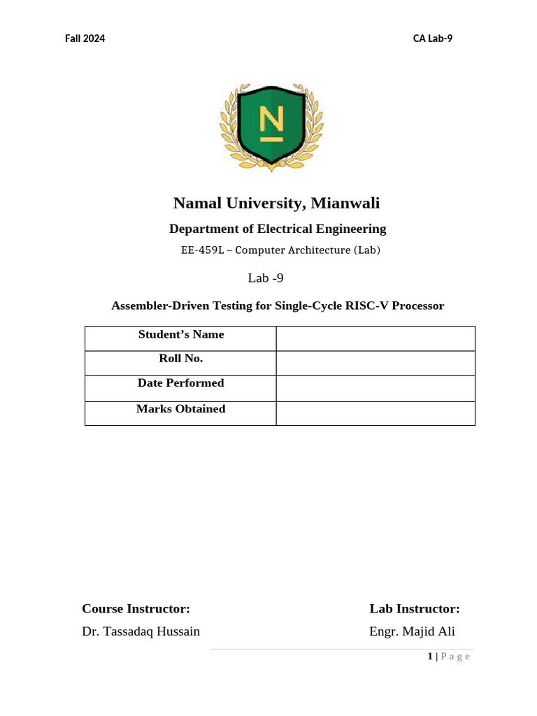 676a8f3068efdCA Lab09 Fall2024 | PDF | Assembly Language | Computing