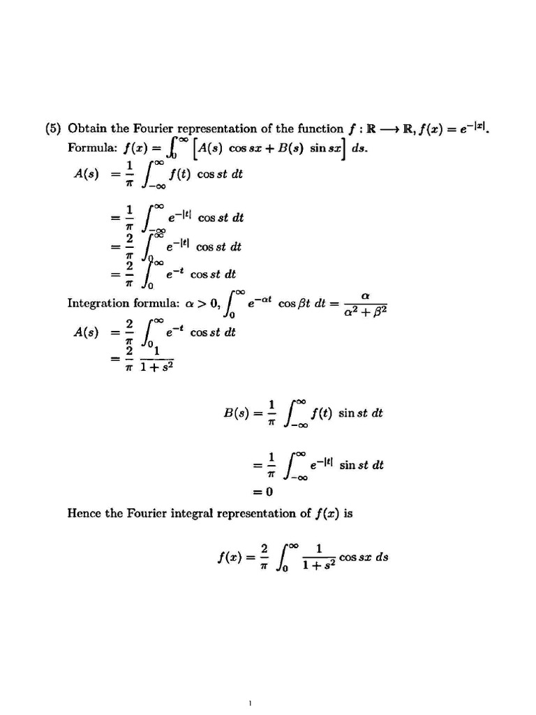 Fourier Integral Representation | PDF