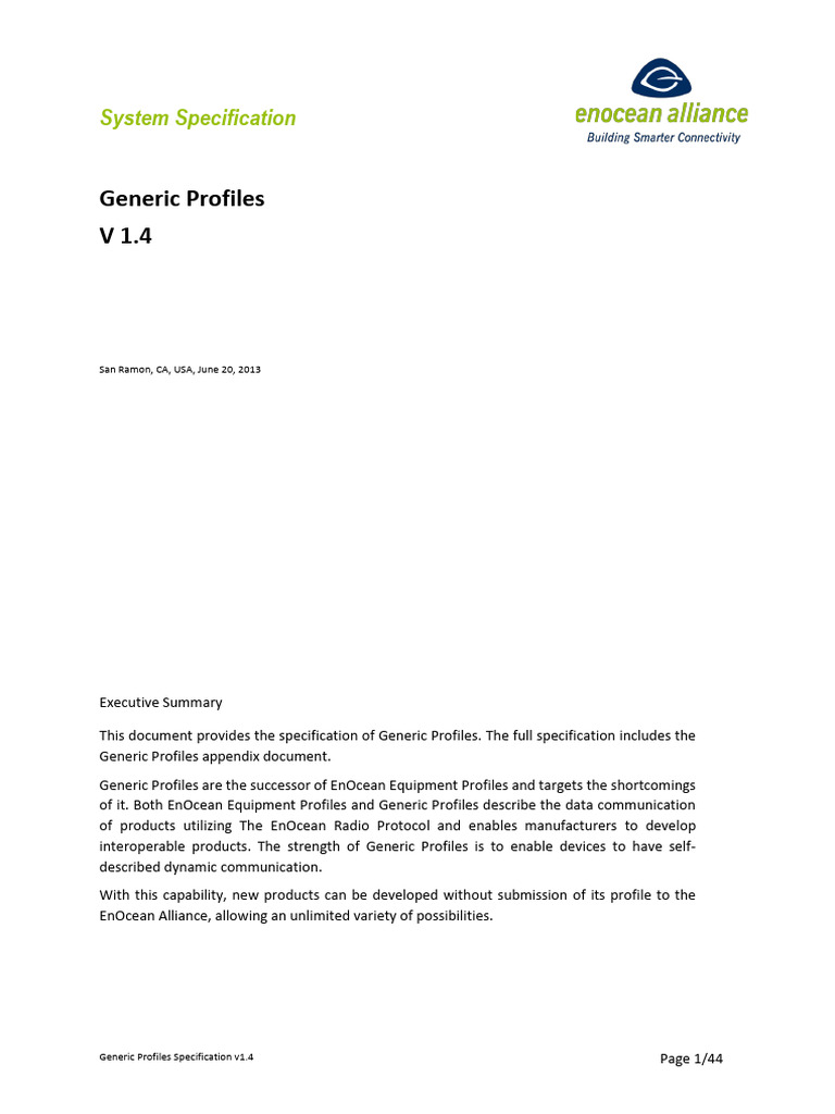 GenericProfilesspecification 1.4 | PDF | Osi Model | Computer Network