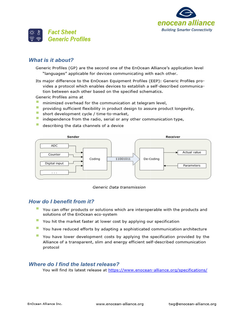 EnOcean Generic Profiles Overview | PDF | Data Transmission | Computer ...