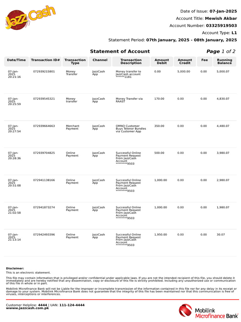 AccountStatement | PDF | Debit Card | Payments