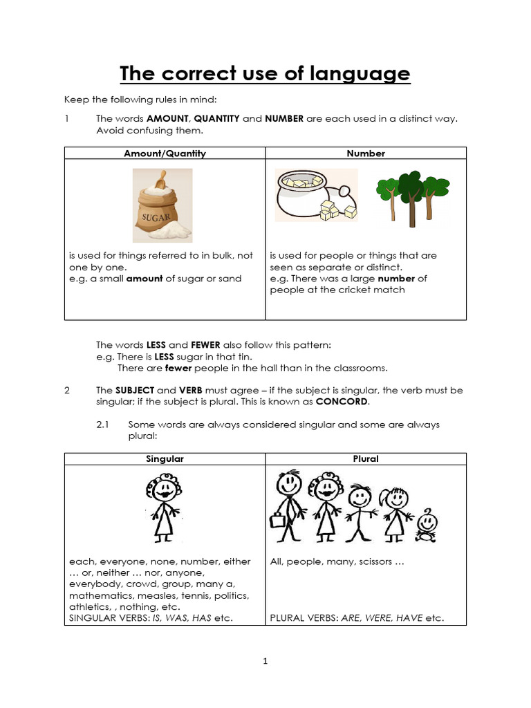 The Correct Use of Language (2) 2 | PDF | Grammatical Number | Plural