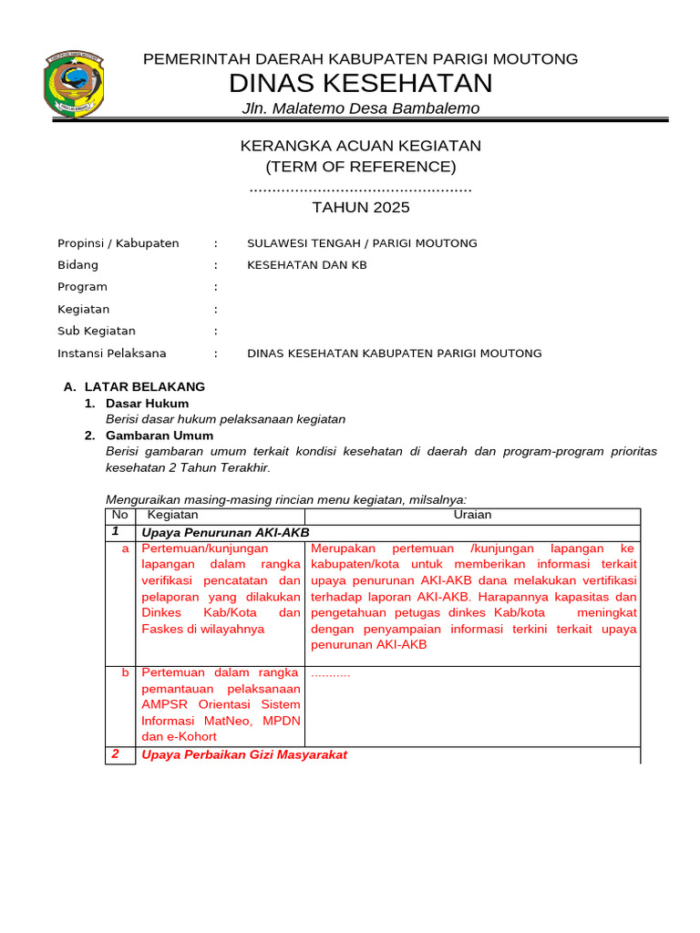 contoh_TOR (1) | PDF