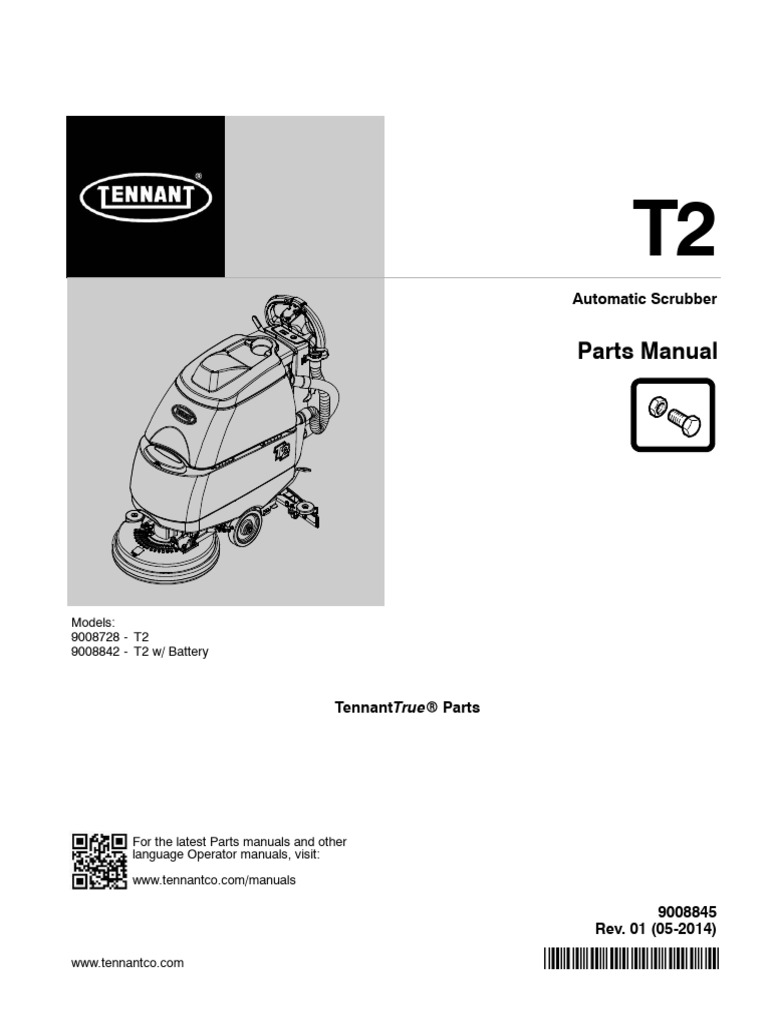 Tennant T2 Parts Manual (Rev. 2014) | PDF | Screw | Electrical Connector