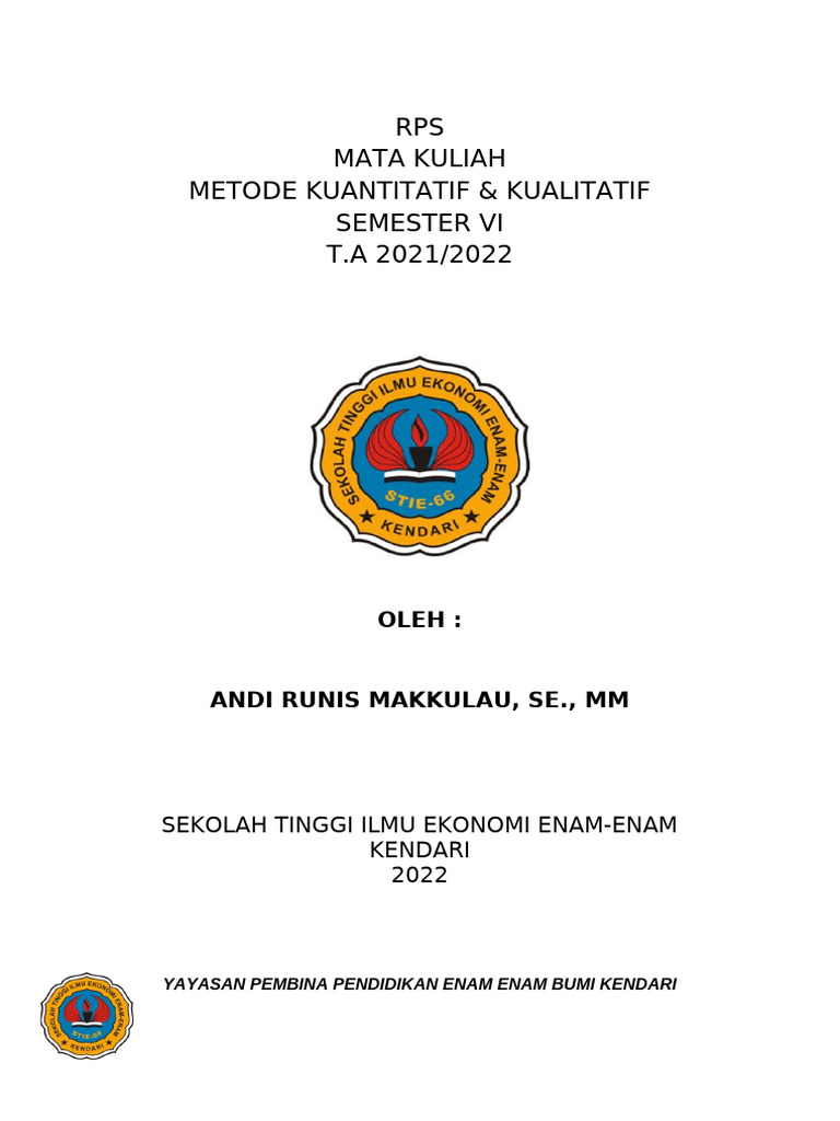 RPS Metode Kuantitatif & Kualitatif | PDF RPS Metode Kuantitatif & Kualitatif | PDF