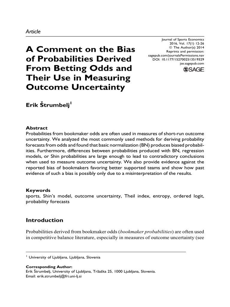 Bias in Bookmaker Probability Methods | PDF | Odds | P Value